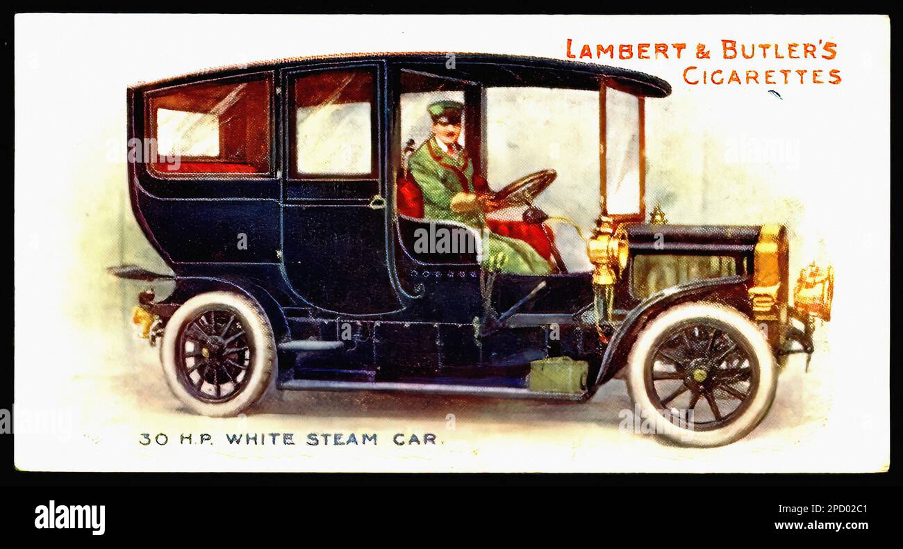 30hp White Steam Car, 1908 - Car Vintage Cigarette Card Stock Photo - Alamy