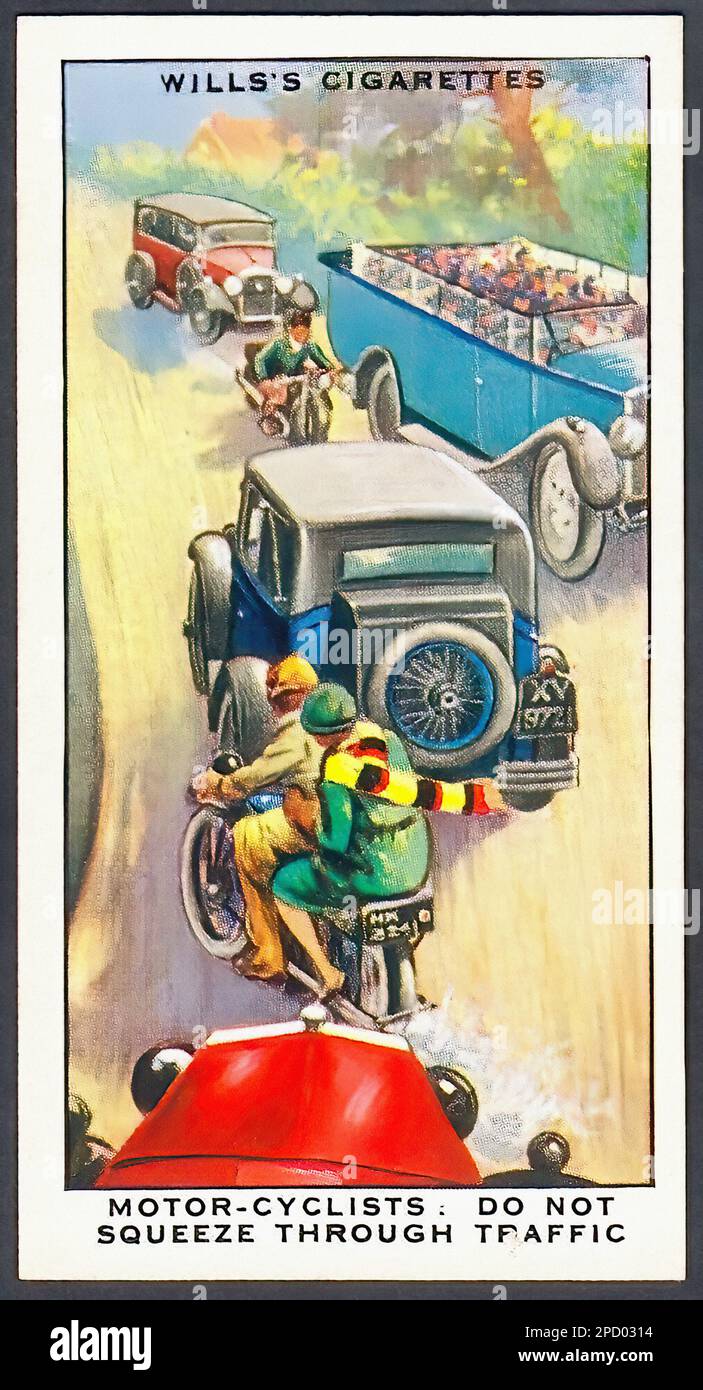 Do Not Squeeze Through Traffic - Car Vintage Cigarette Card Stock Photo ...