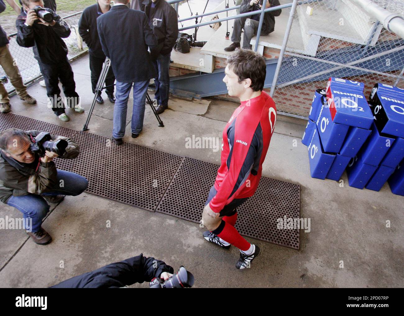 English rugby union team captain Pat Sanderson arrives for a training ...