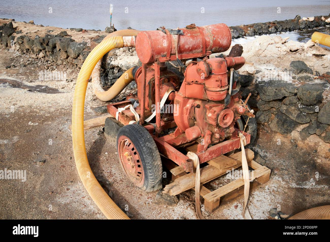 rusted mechanical pump for pumping concentrated saltwater from ...