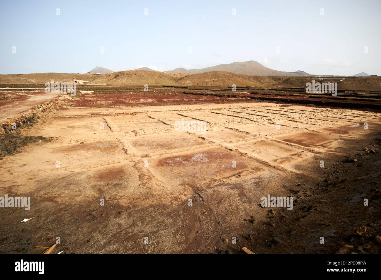 empty evaporation pool showing sink area where concentrated salt water ...