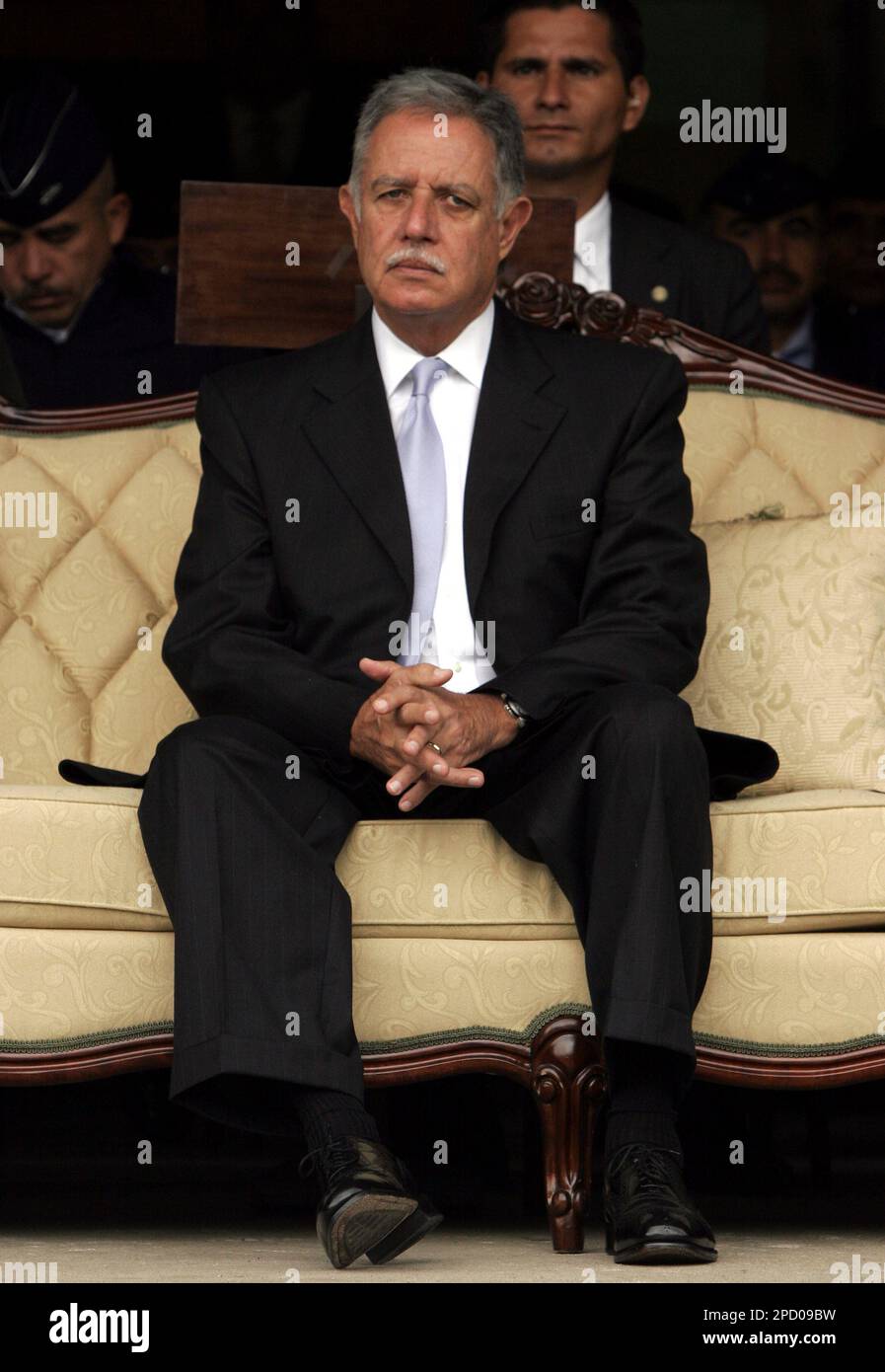 Guatemalan President Oscar Berger attends the farewell ceremony for ...