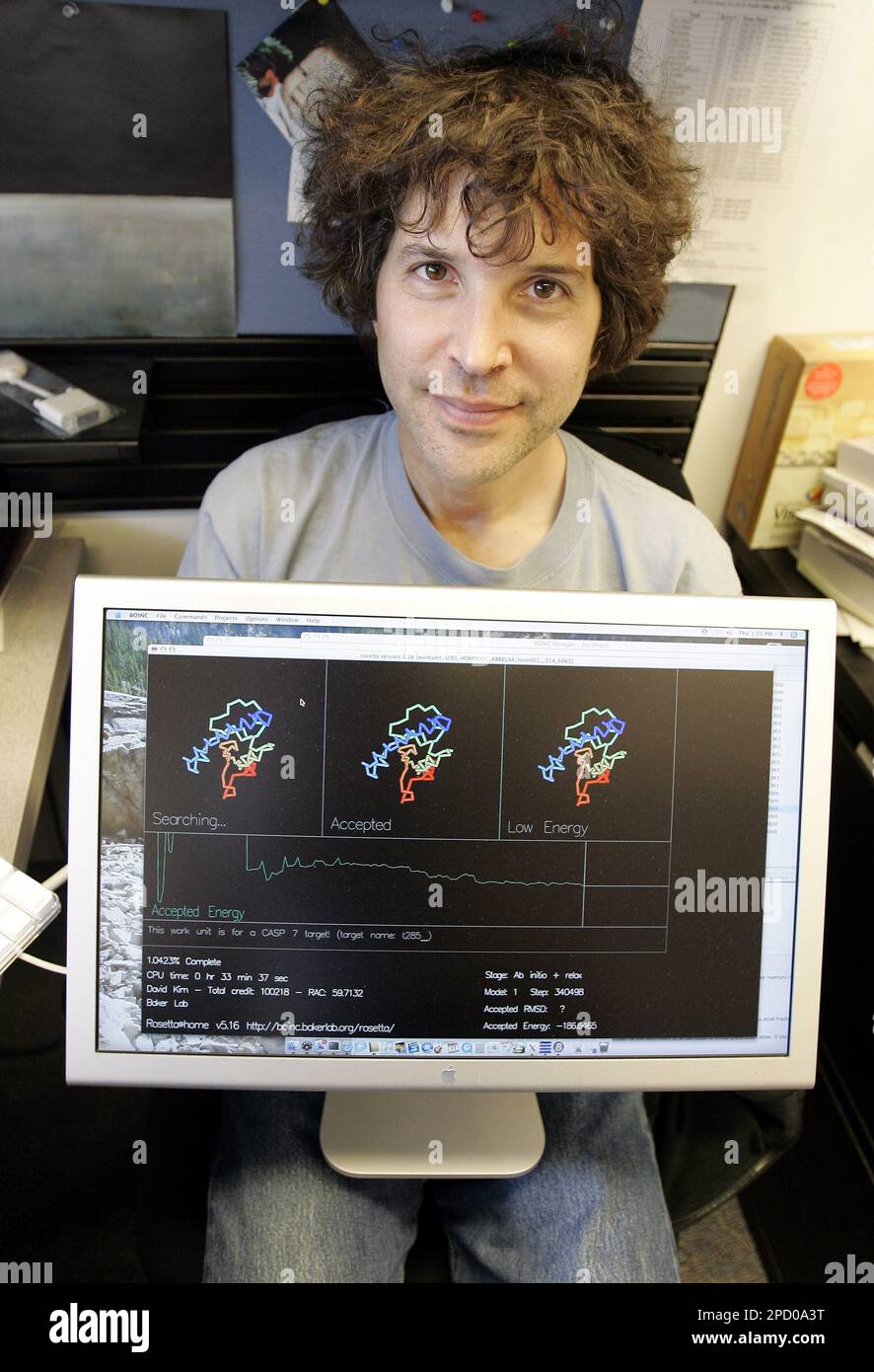 ** ADVANCE FOR MONDAY JUNE 5 ** Biomedical researcher David Baker holds ...