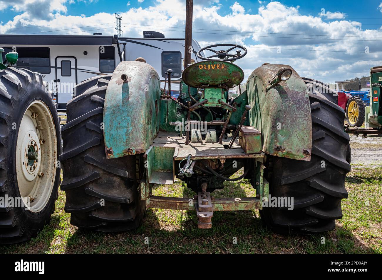 Fort Meade, FL - February 26, 2022: High perspective rear view of a ...