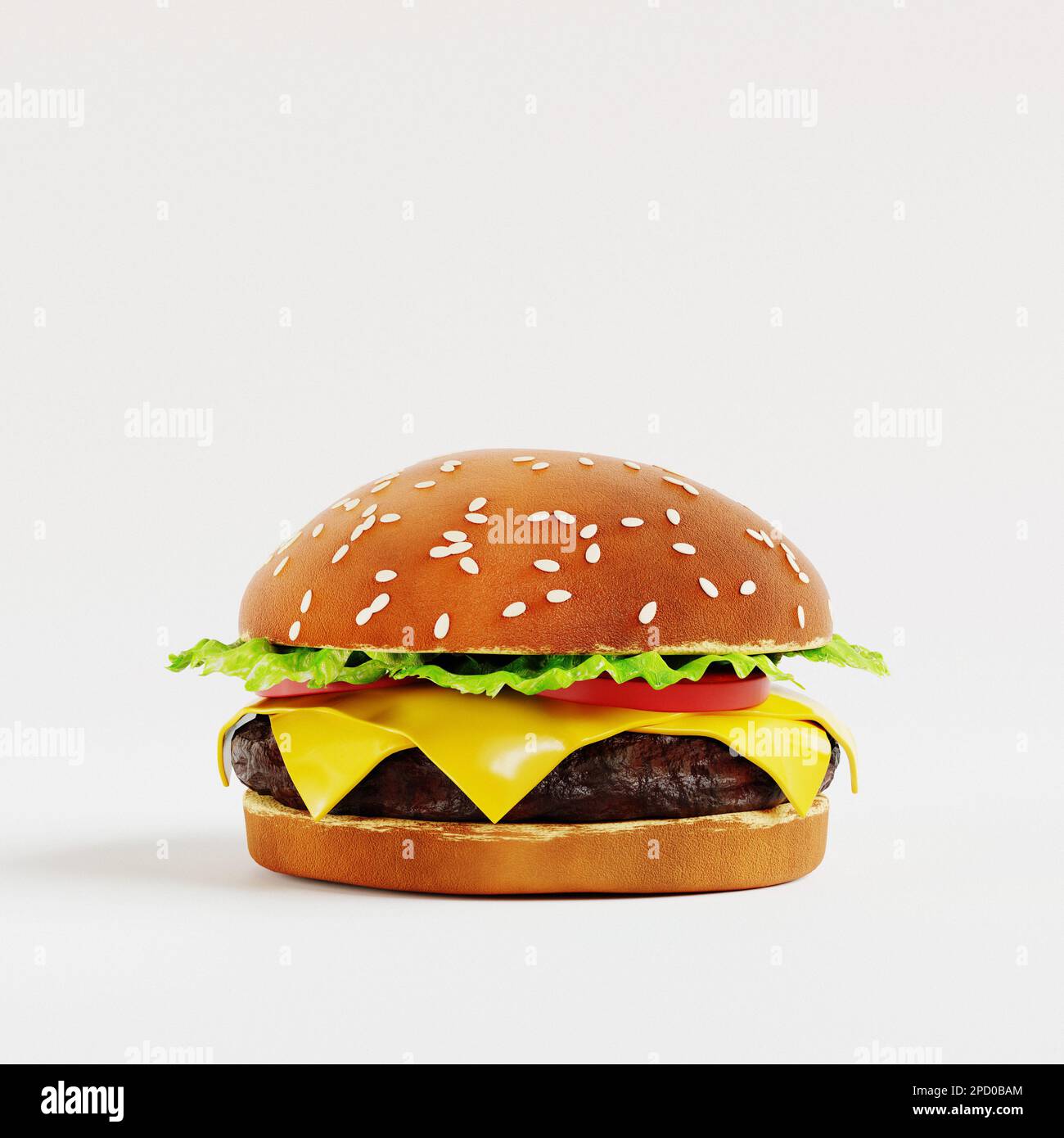 Realistic food. Classic burger. 3D render Stock Photo - Alamy
