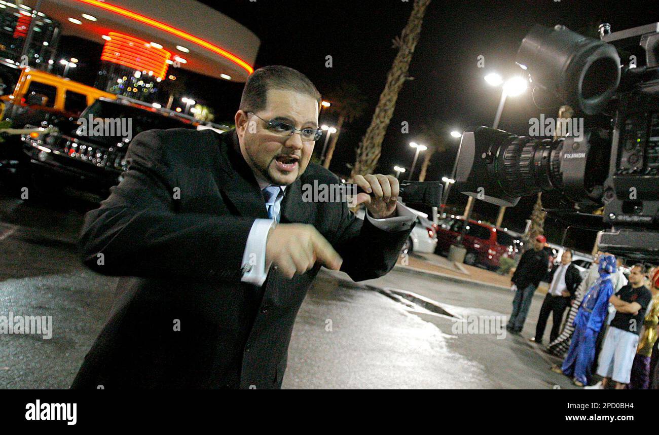 Chop, whose real name is Josh Towbin, gestures at a camera during the ...