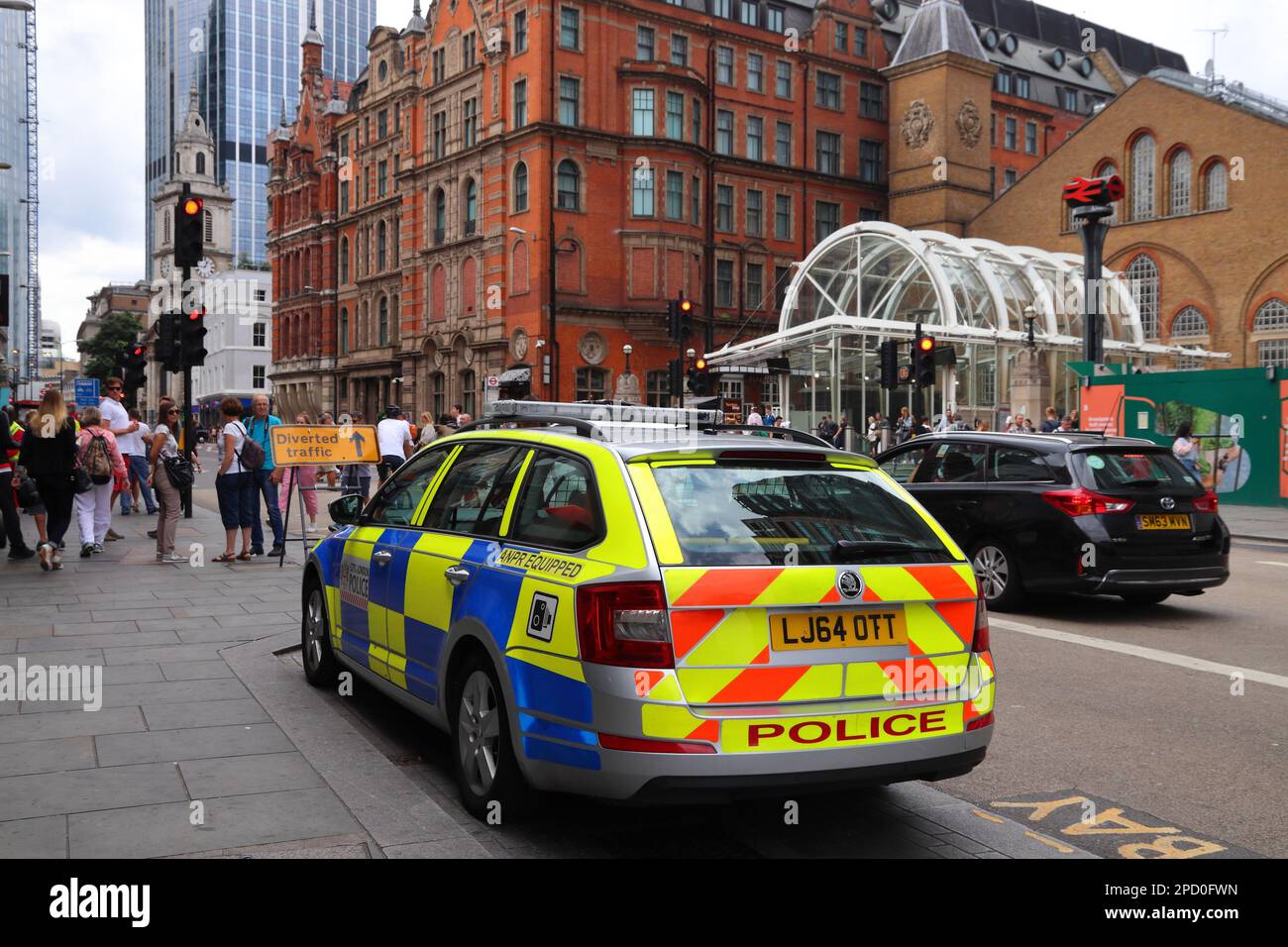 LONDON, UK - JULY 13, 2019: Police car in the City of London ...