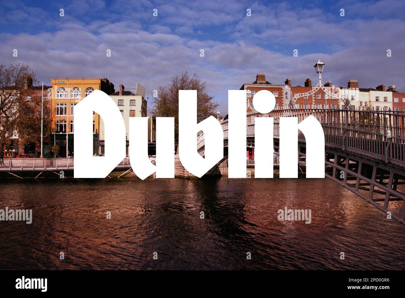Dublin, Ireland. City name modern photo postcard. Travel destination ...