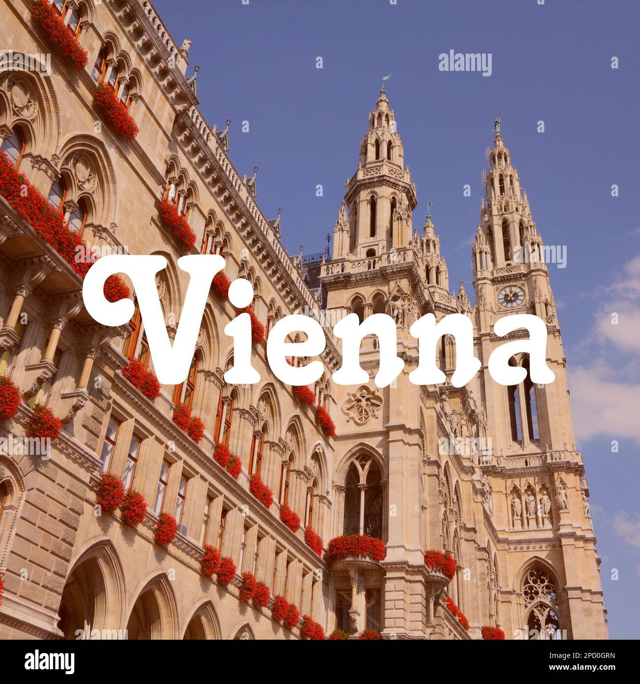 Vienna, Austria. City name modern photo postcard. Travel destination ...