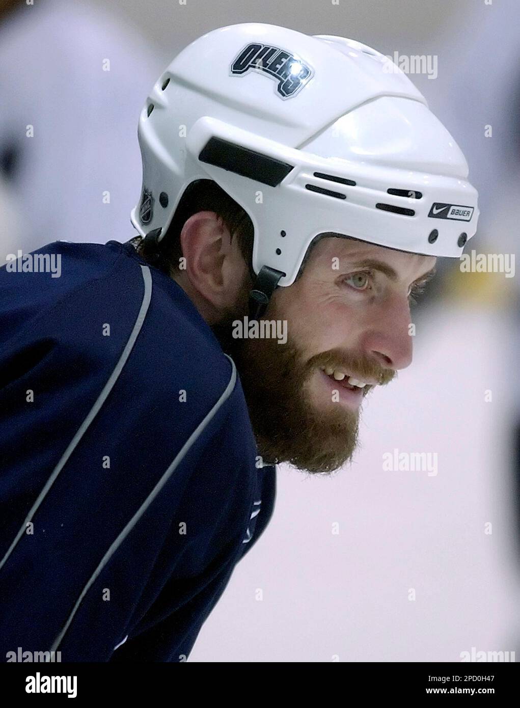 Edmonton Oilers' Jason Smith looks on during practice Saturday, June 3 ...