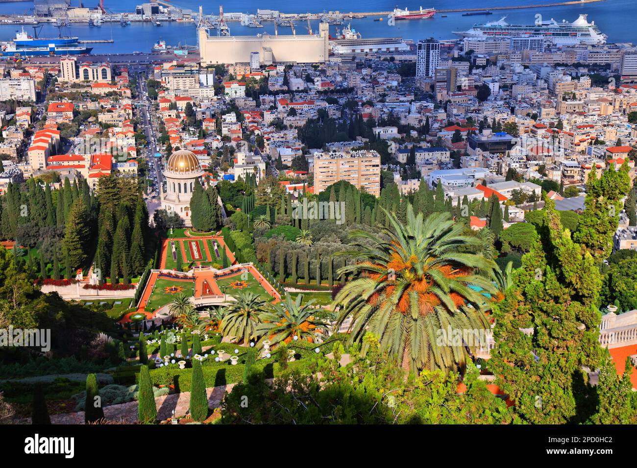 Haifa city, Israel. Cityscape of Haifa with Bahai Gardens Stock Photo ...