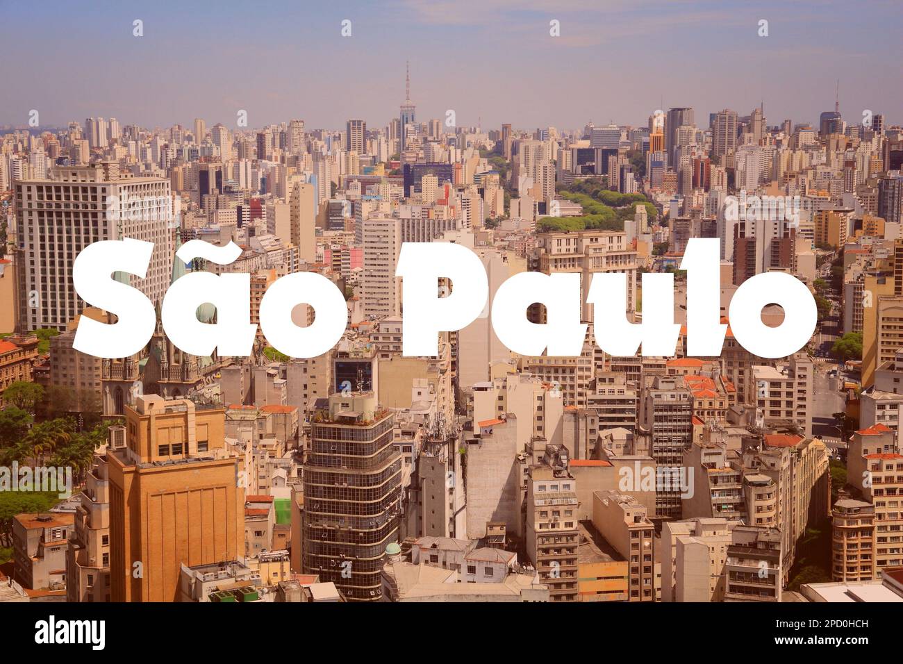 Sao Paulo, Brazil. City name modern photo postcard. Travel destination ...