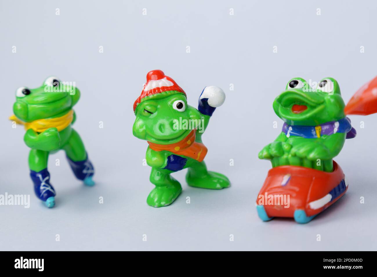 Tyumen, Russia-February 15, 2023: Kinder surprise toy frogs ...