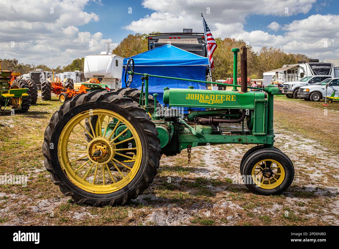 Fort Meade, FL - February 26, 2022: High perspective side view of a ...