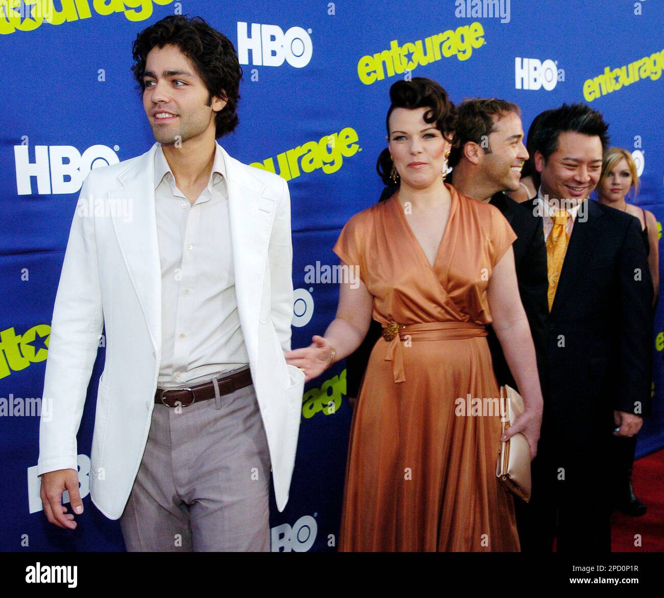 Adrian Grenier, left, and fellow "Entourage" cast members, left to right, Debi Mazar, Jeremy ...