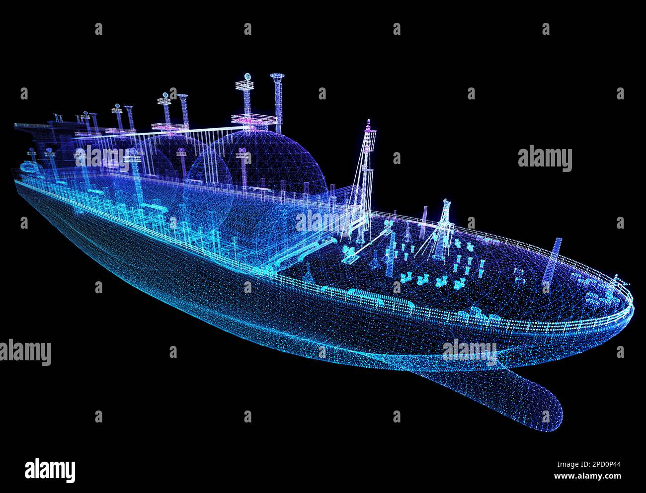 Gas carrier LNG. Blue particle and lines form Gas tanker Stock Photo ...