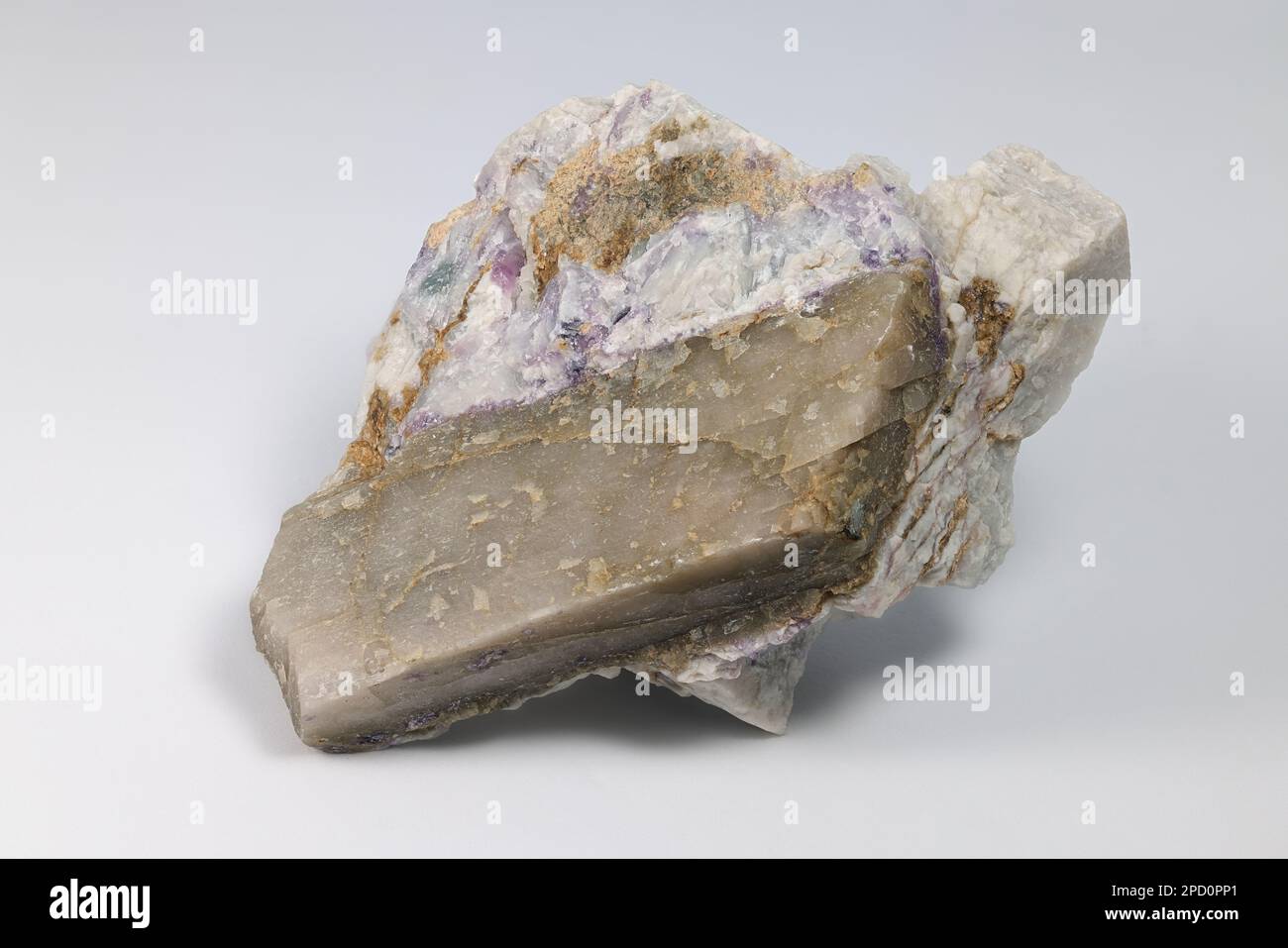 Crystal of major industrial lithium ore spodumene in albite matrix from ...