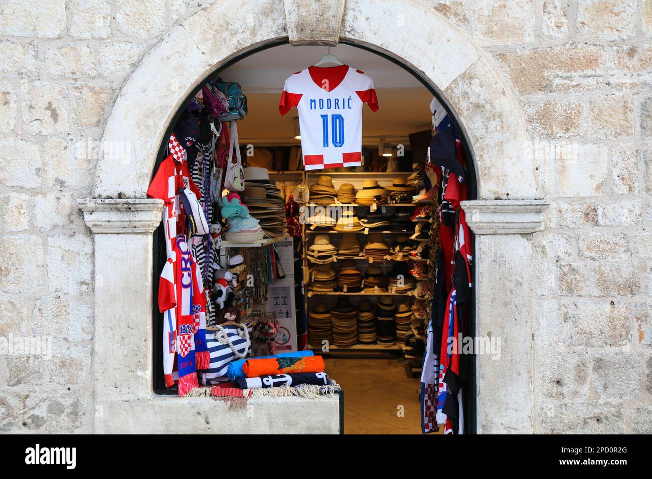 DUBROVNIK, CROATIA - JULY 18, 2021: Croatian souvenirs in Dubrovnik Old ...