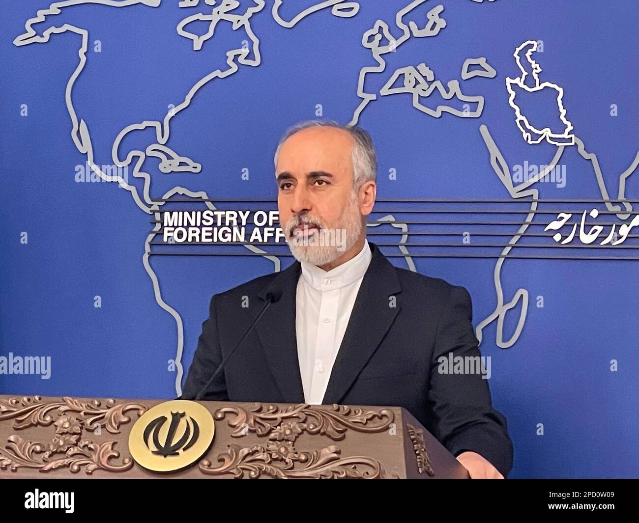 (230314) -- TEHRAN, March 14, 2023 (Xinhua) -- Nasser Kanaani ...