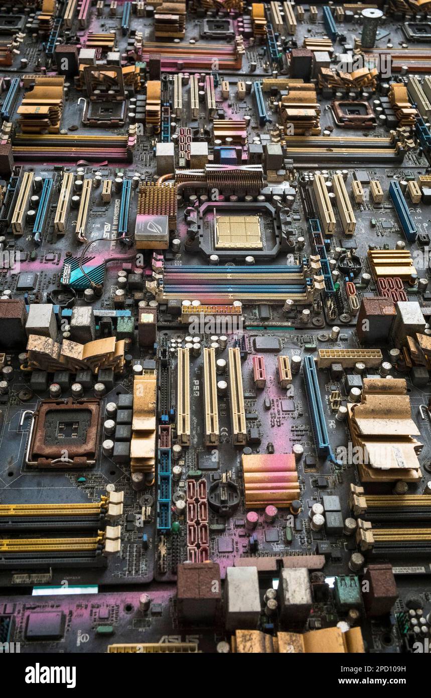 Taipei. 14th Mar, 2023. A wall formed from electronic circuits in ...