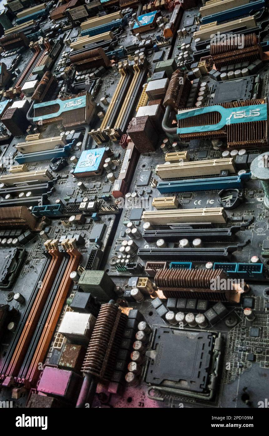 Taipei. 14th Mar, 2023. A wall formed from electronic circuits in ...