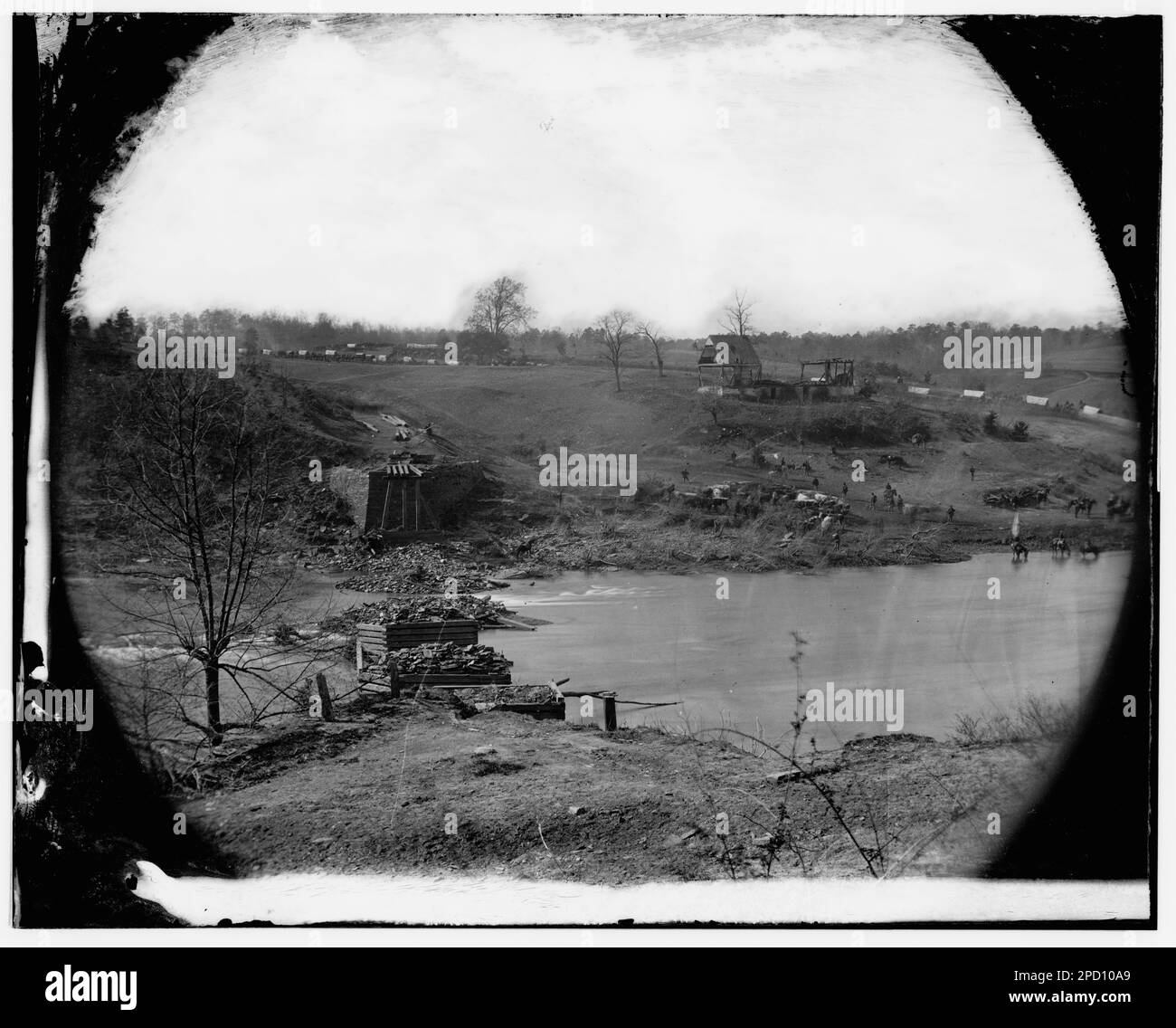 Germanna Ford, Rapidan River, Virginia. Ruins of bridge at Germannia ...