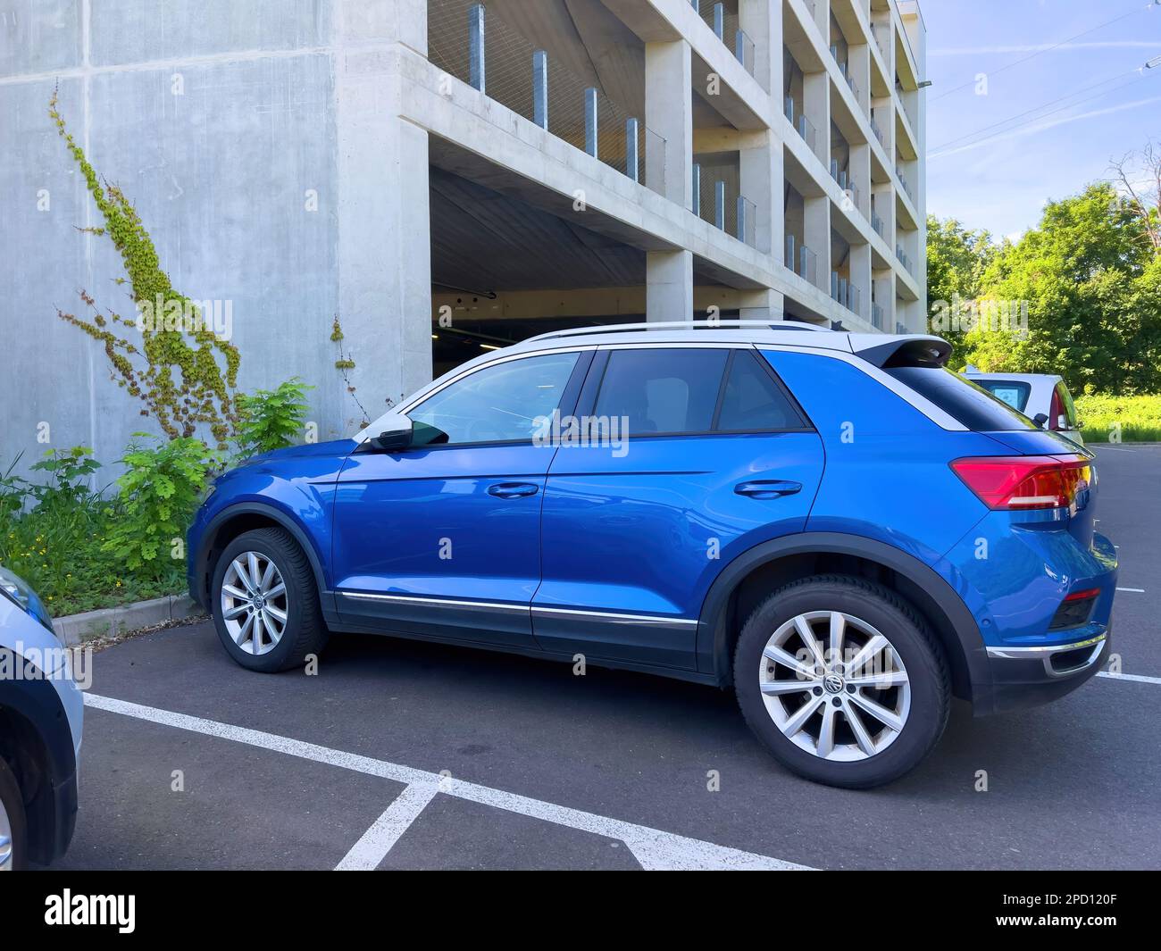 Paris, France - May 21, 2022: Side view of new VW Volkswagen T-roc SUV ...