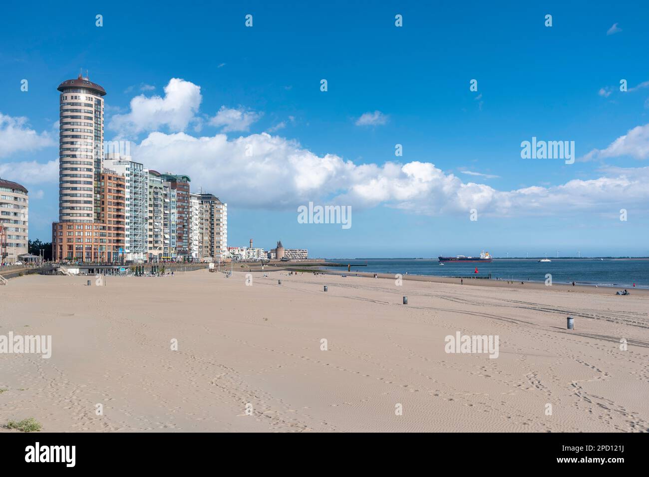 Beach and cityscape, Vlissingen, Zeeland, Netherlands, Europe Stock ...