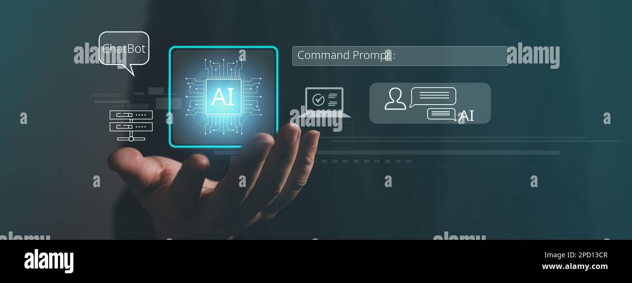 Concept of technology and business AI Chat bot ChatBot, global internet ...