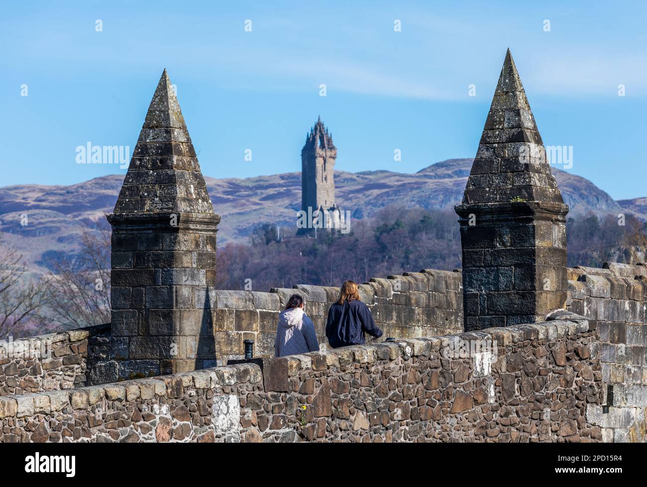 Stirling Old Bridge over the River Forth, with the Wallace Monument ...