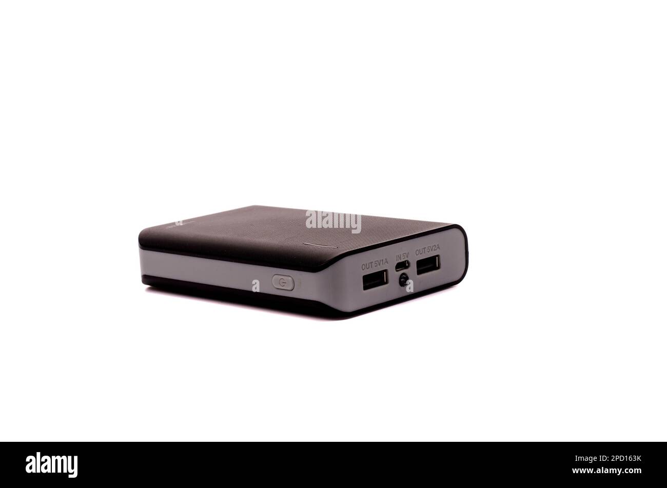 Portable external battery isolated on a white background Stock Photo ...