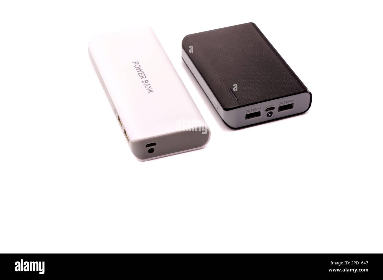 Portable external battery isolated on a white background Stock Photo ...