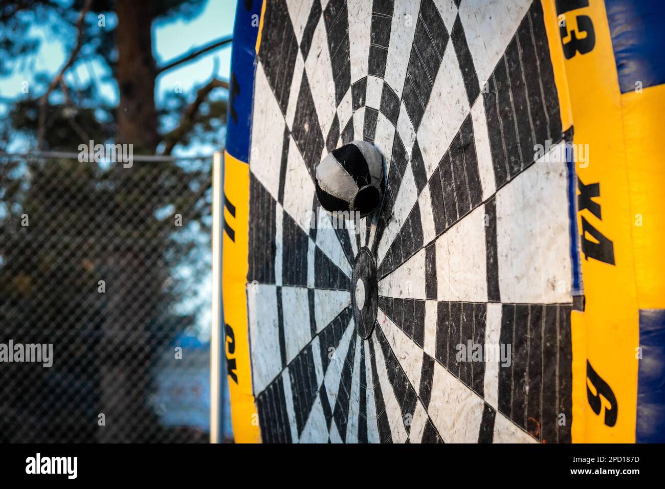 Huge inflatable target with the ball hitting the target at open team ...