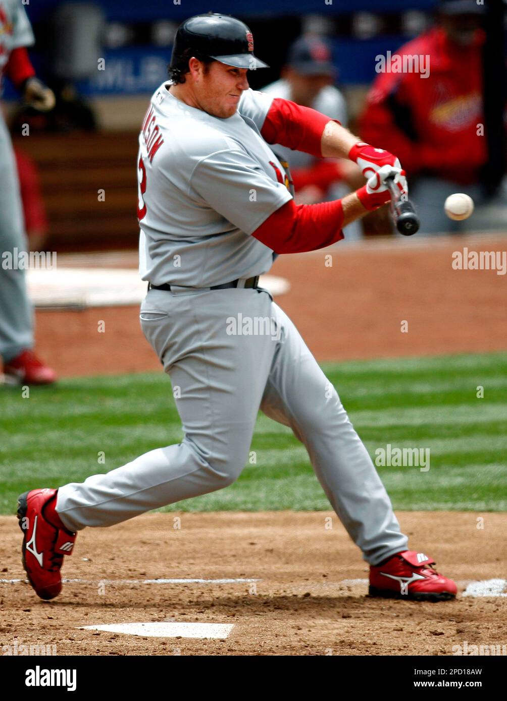 St. Louis Cardinals pitcher Sidney Ponson hits a single in the third ...
