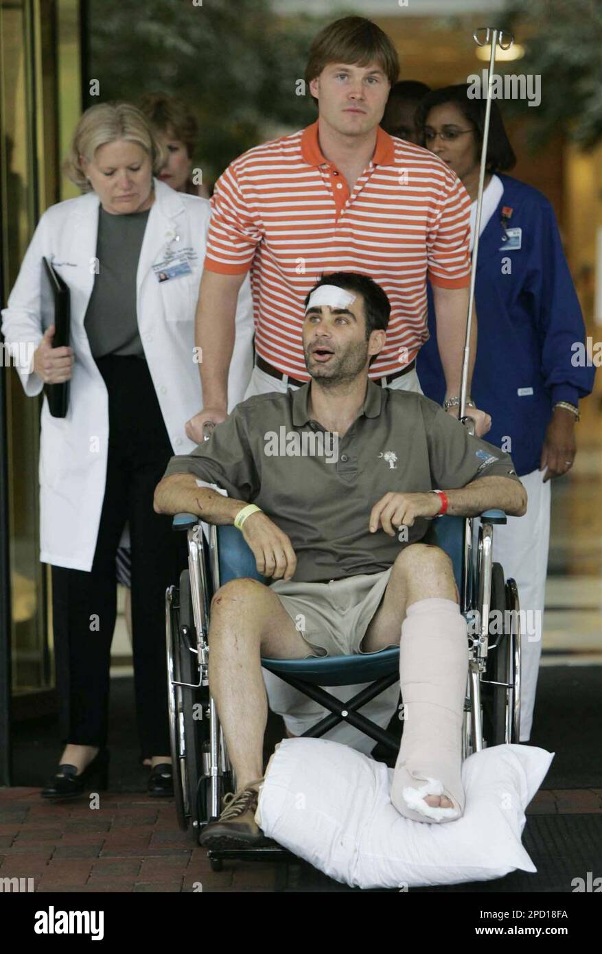 South Carolina Lt. Gov. Andre Bauer leaves Greenville Memorial Hospital ...