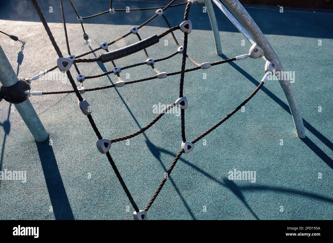 Climbing ropes at kids playground, climbing net, ropes in the ...