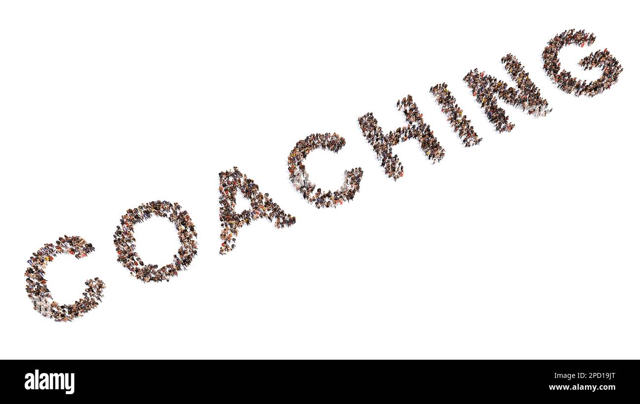 Concept conceptual large community of people forming the word COACHING ...