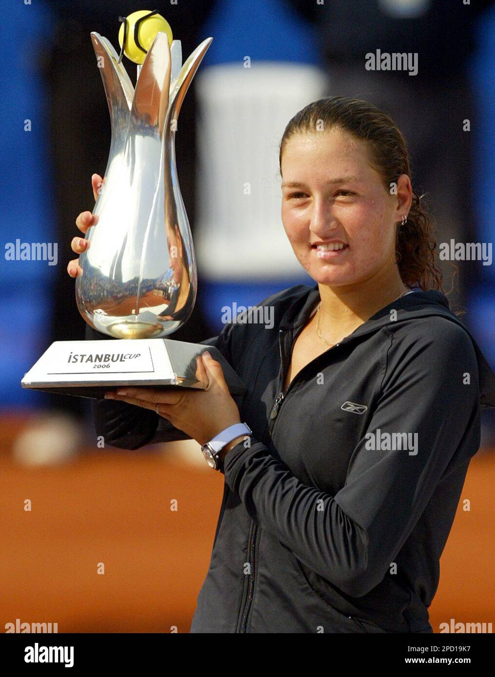 Shahar Peer of Israel raises her trophy after beating Russia's ...