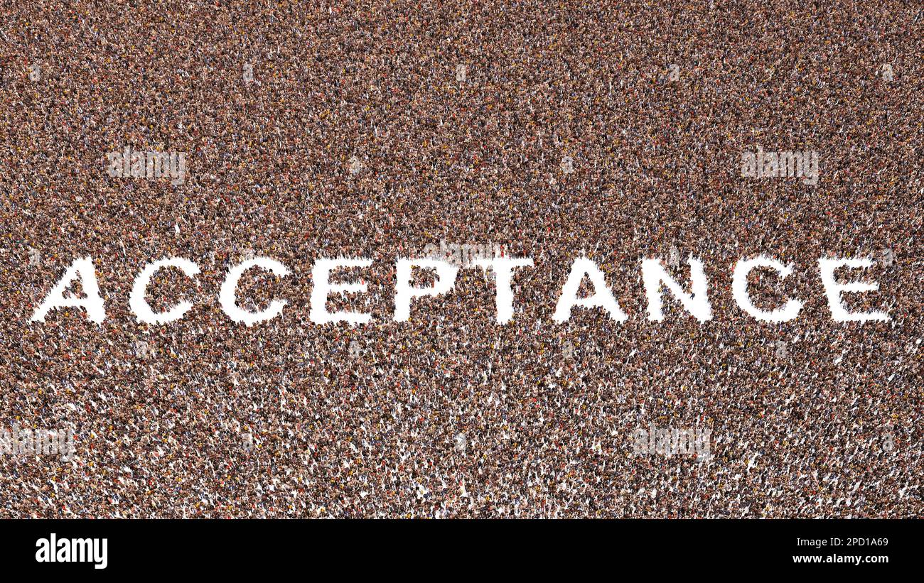 Concept conceptual large community of people forming the word ...
