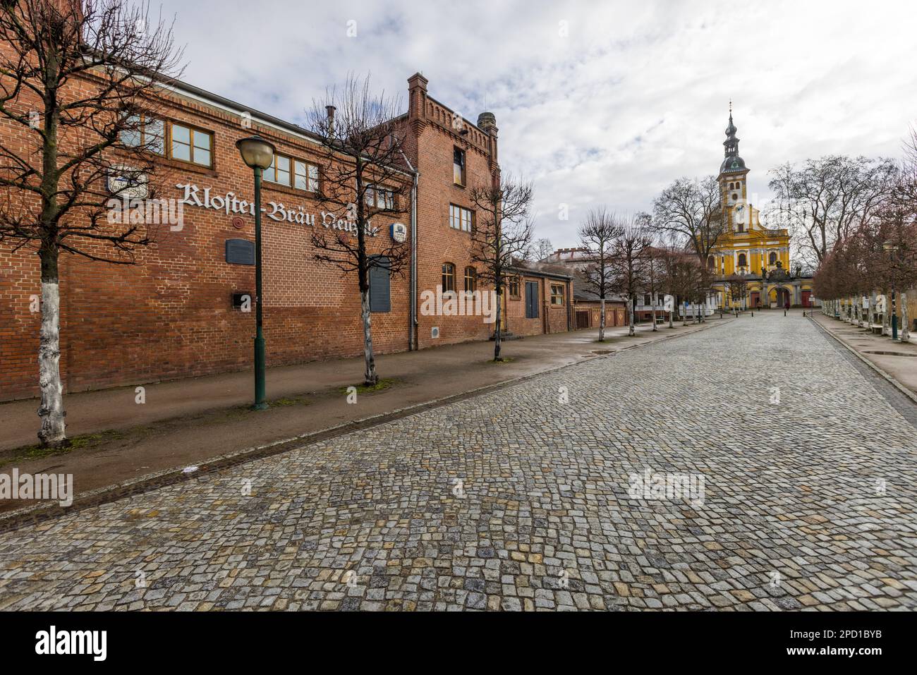 Neuzelle Monastery Brewery (left) with Neuzelle Baroque Monastery. The ...