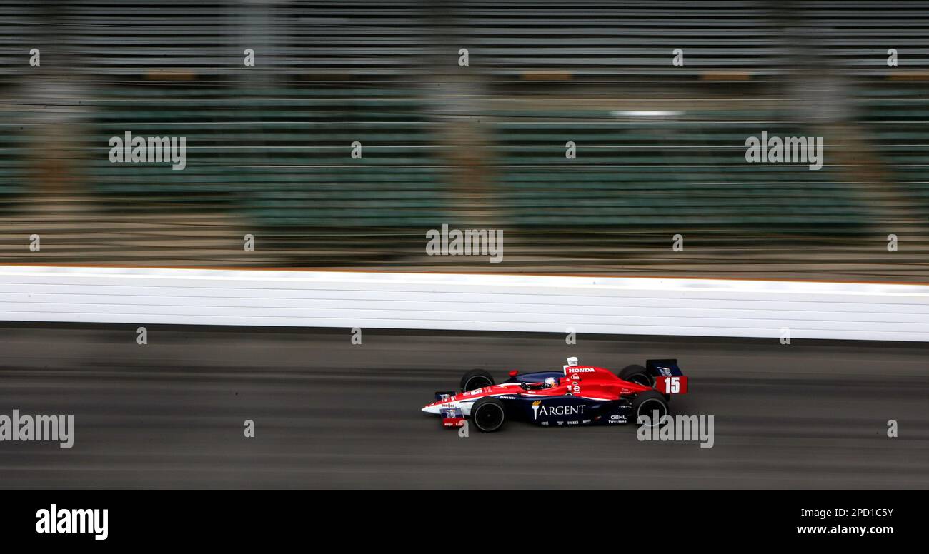 Buddy Rice enters the first turn during Carburetion Day practice at the ...