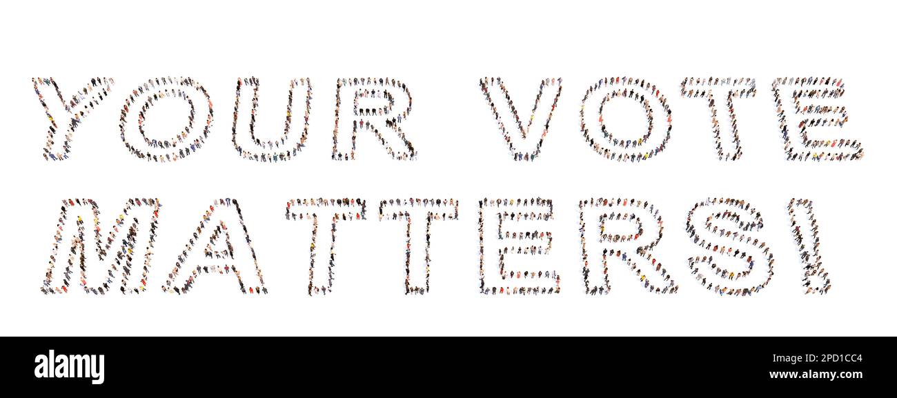 Concept or conceptual large community of people forming YOUR VOTE ...