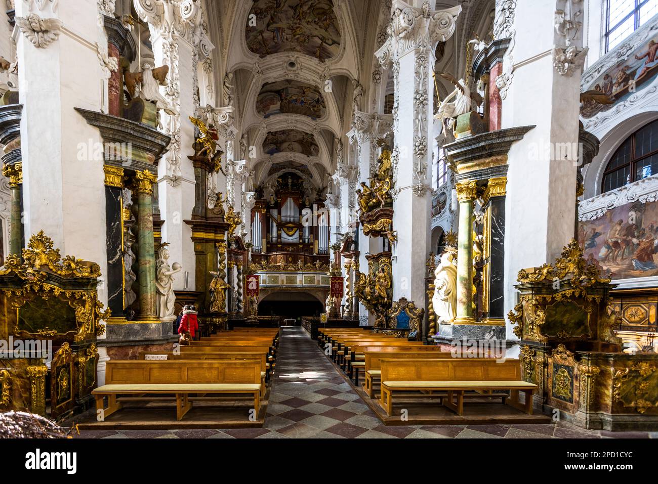 Neuzelle Baroque Monastery, Germany. View through the nave to the west ...