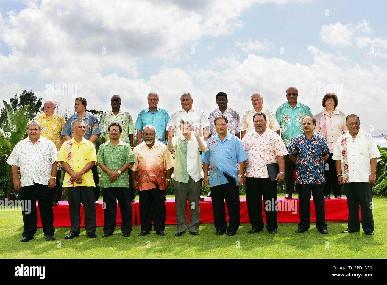 The leaders and ministers of Pacific Islands pose during a photo ...