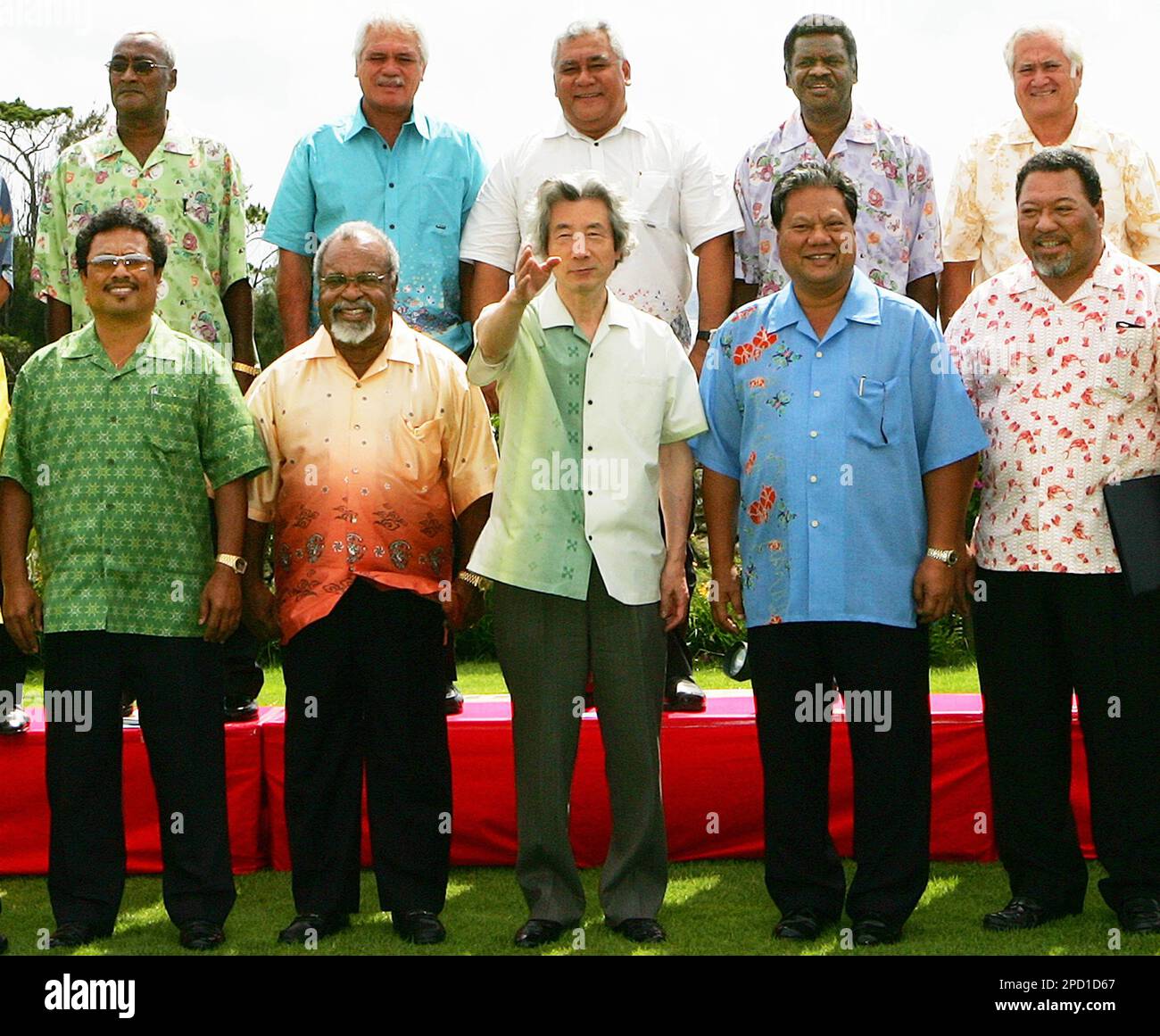 The leaders and ministers of Pacific Islands pose during a photo ...