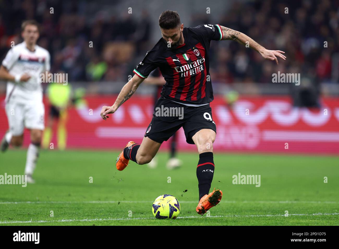 Olivier Giroud of Ac Milan in action during the Serie A football match ...