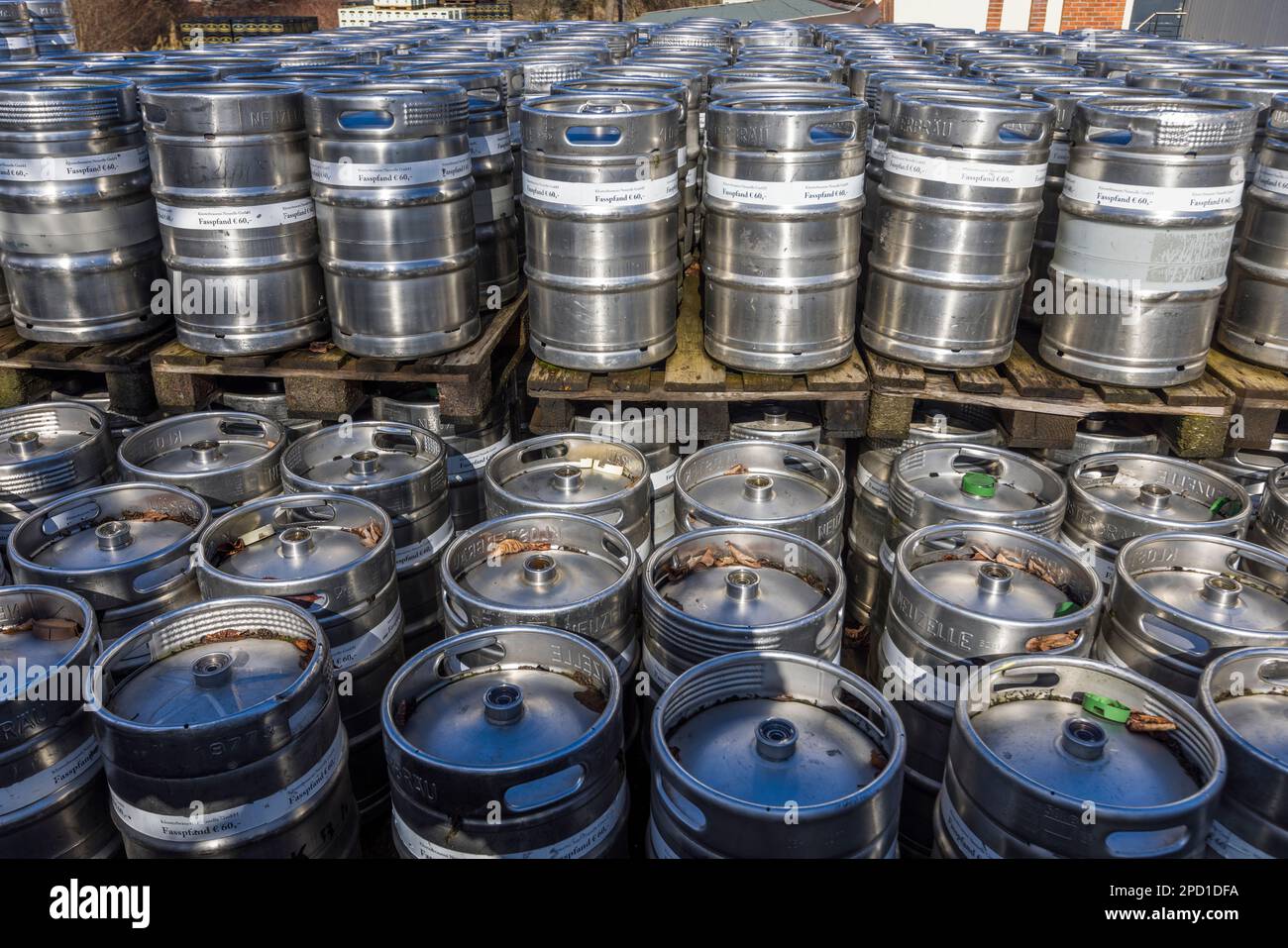 Beer barrels in the courtyard of the monastery brewery Neuzelle ...
