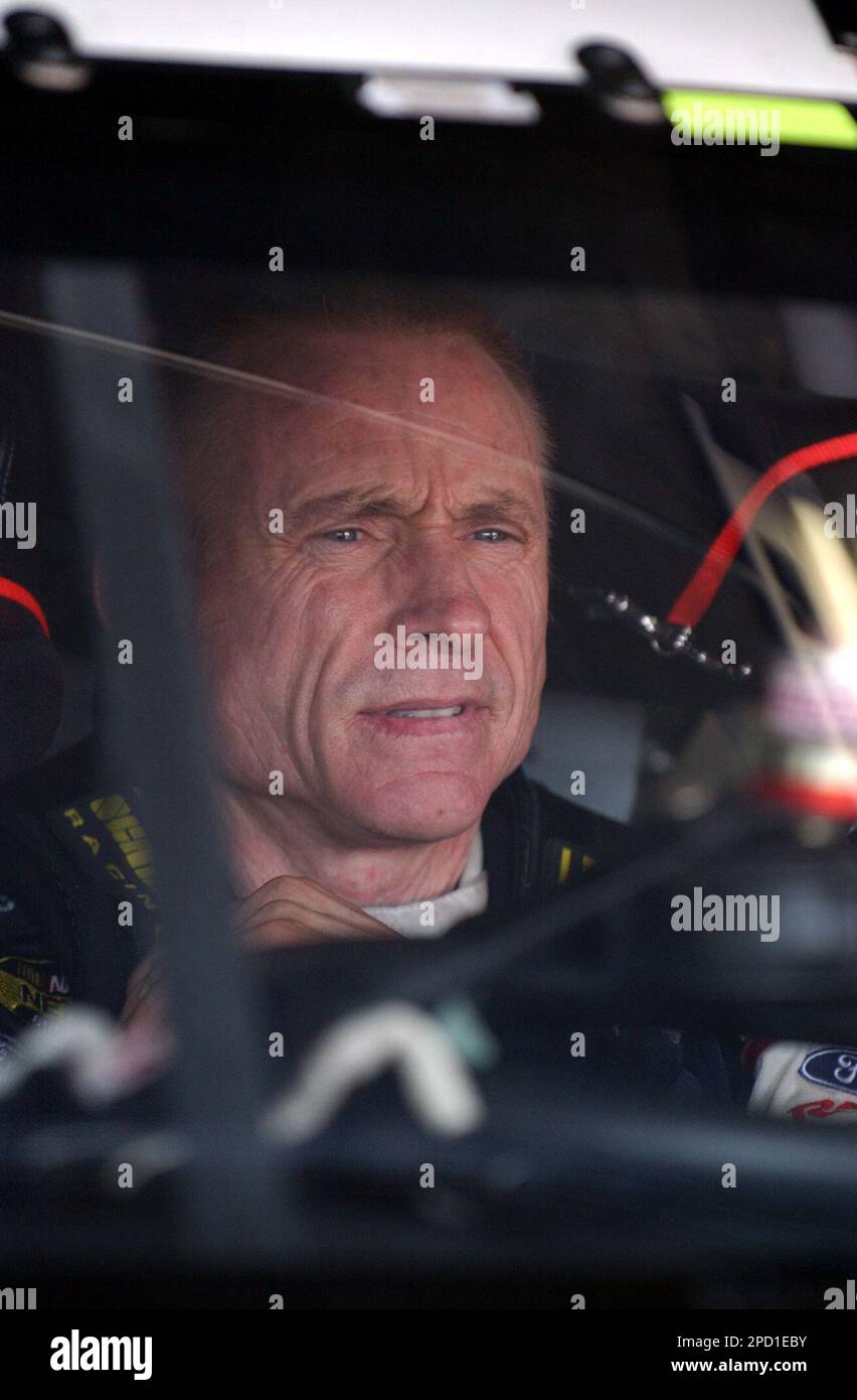 Mark Martin sits in his race car during practice for Sunday's NASCAR ...