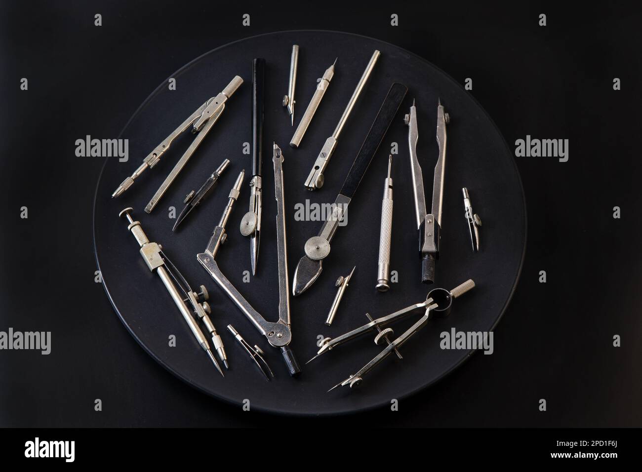 Compass for drawing. Set of old different compasses. Retro metal ...