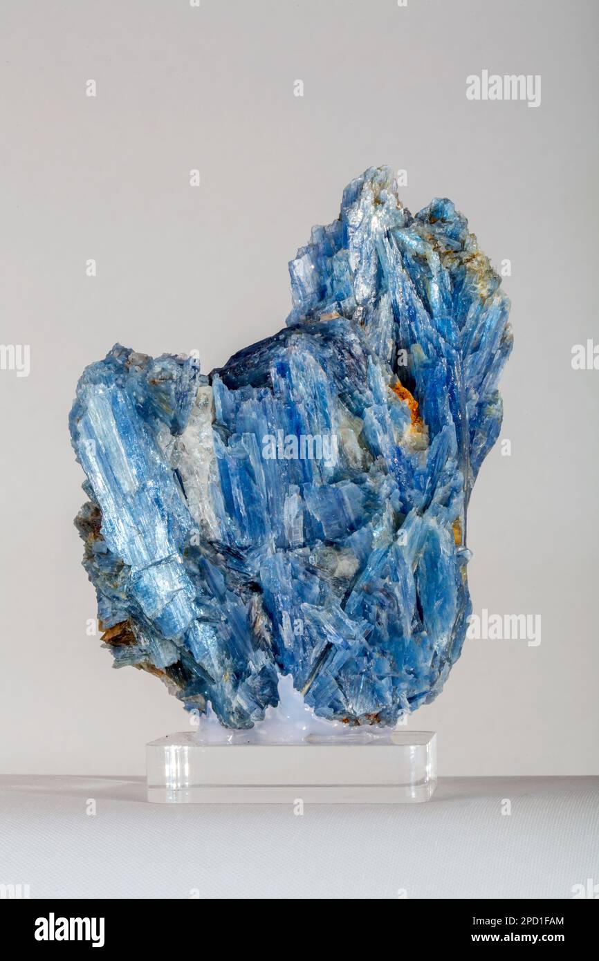 Kyanit beautiful precious stone on a black and bright background with ...